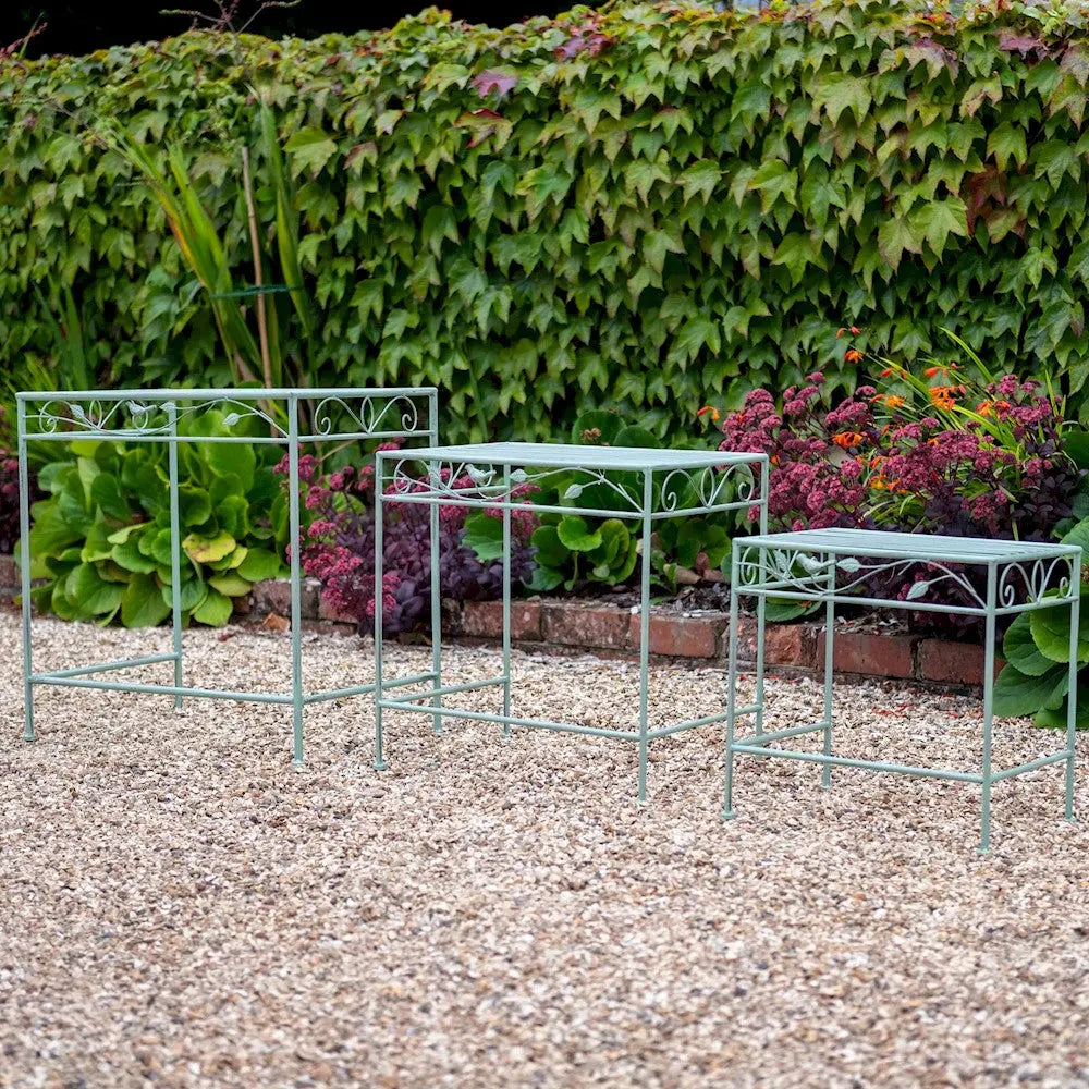 RECTANGULAR GARDEN TABLES - SET OF 3 - GREEN — Chestnut Mill